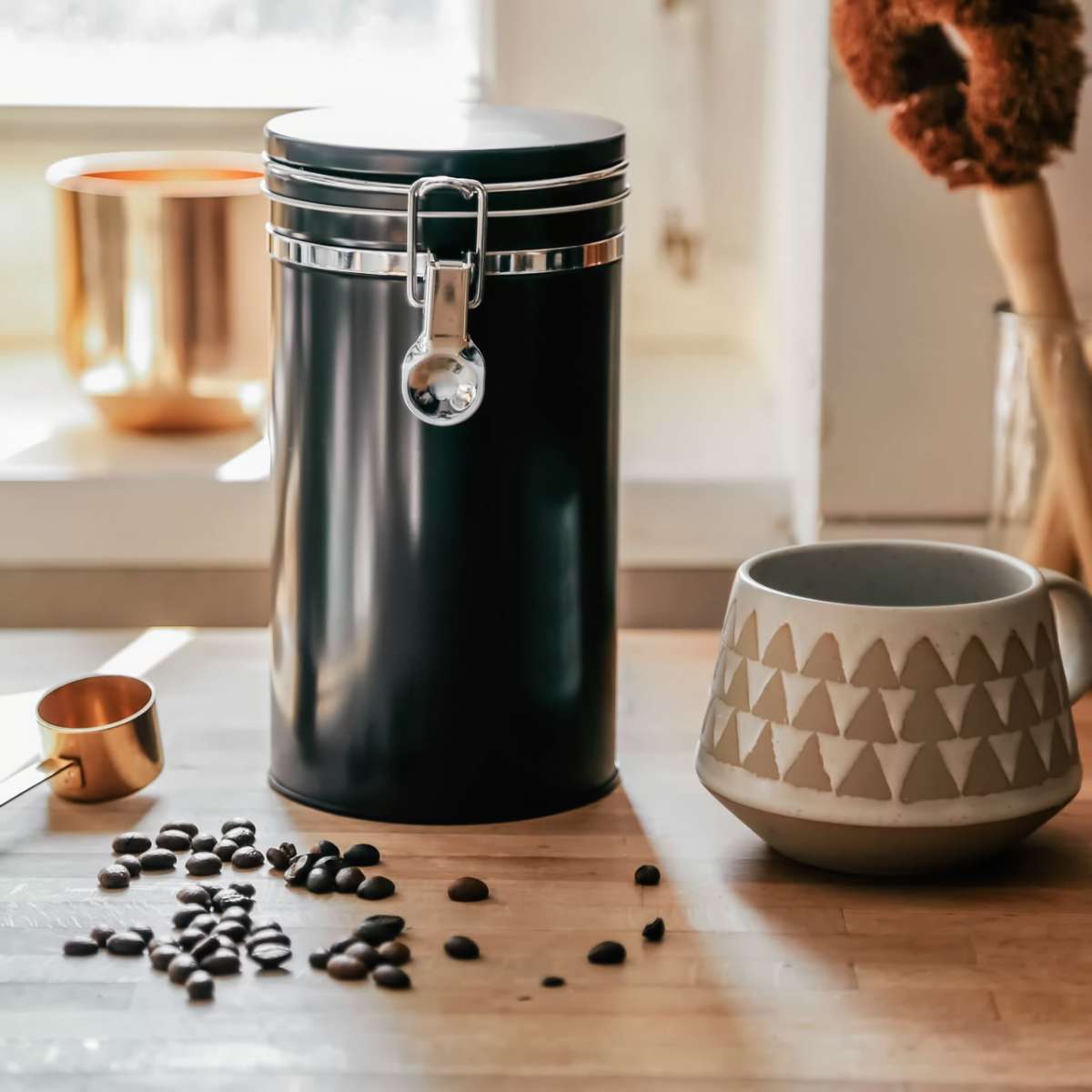 Kaffeedose schwarz rund aus Metall | aromadicht | Dosenritter